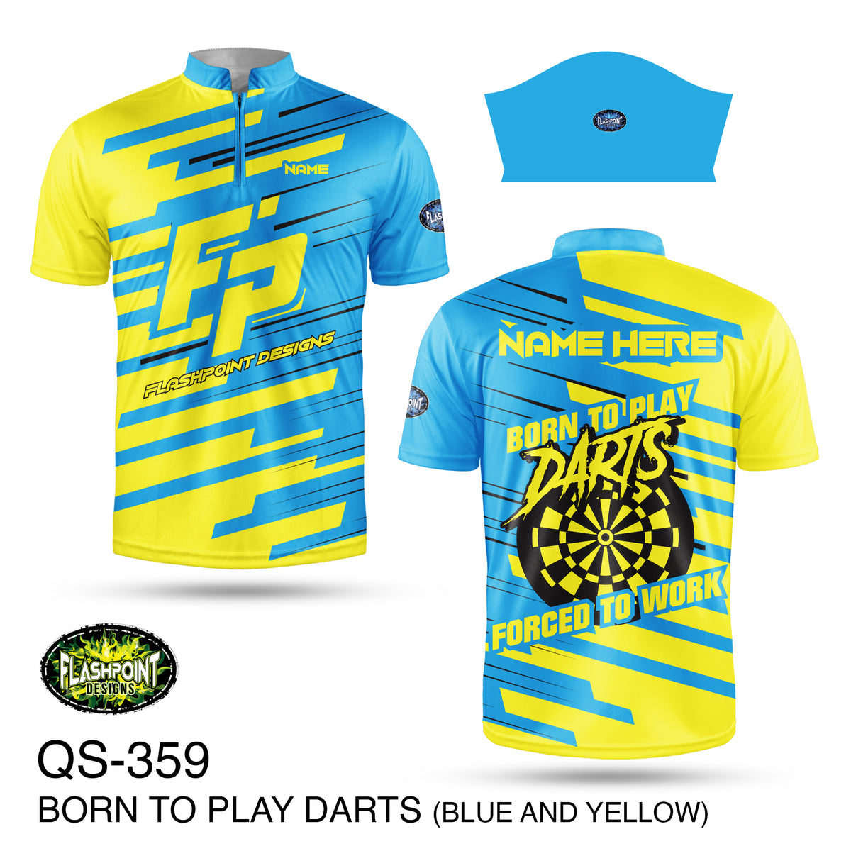 QS359 Born To Play Darts - Blue & Yellow - Personalized – FLASHPOINT ...